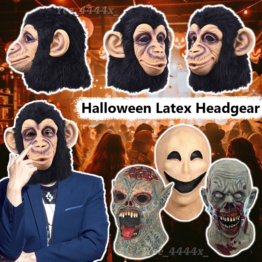 น่ากลัว Gorilla Mask Creepy Monkey Latex หมวกสยองขวัญ Zombies Head Mask ...
