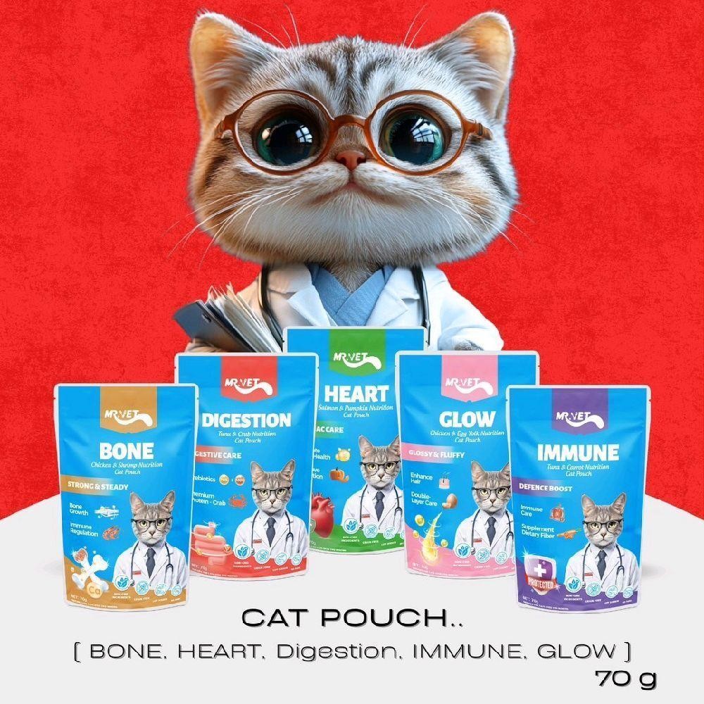 [Live] เปียกแมว Mr.vet ขนาด 70 g แบบ 12 ซอง มี 10 สูตร Bone Digestion ...