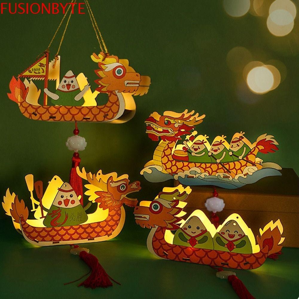 Fusionbyte โคมไฟเรือมังกร, สไตล์จีน Handmade เทศกาลโคมไฟสี, ของเล่นเด็กไม้การ์ตูน 3D โคมไฟแบบ ...