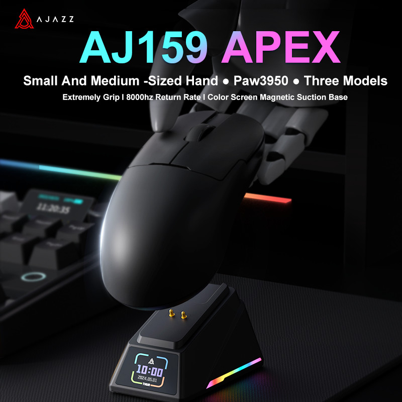 Ajazz AJ159 APEX/AJ159PRO เมาส์เกมเมอร์ไร้สายพร้อมฐานชาร์จแม่เหล็ก RGB น้ําหนักเบา | Shopee Thailand