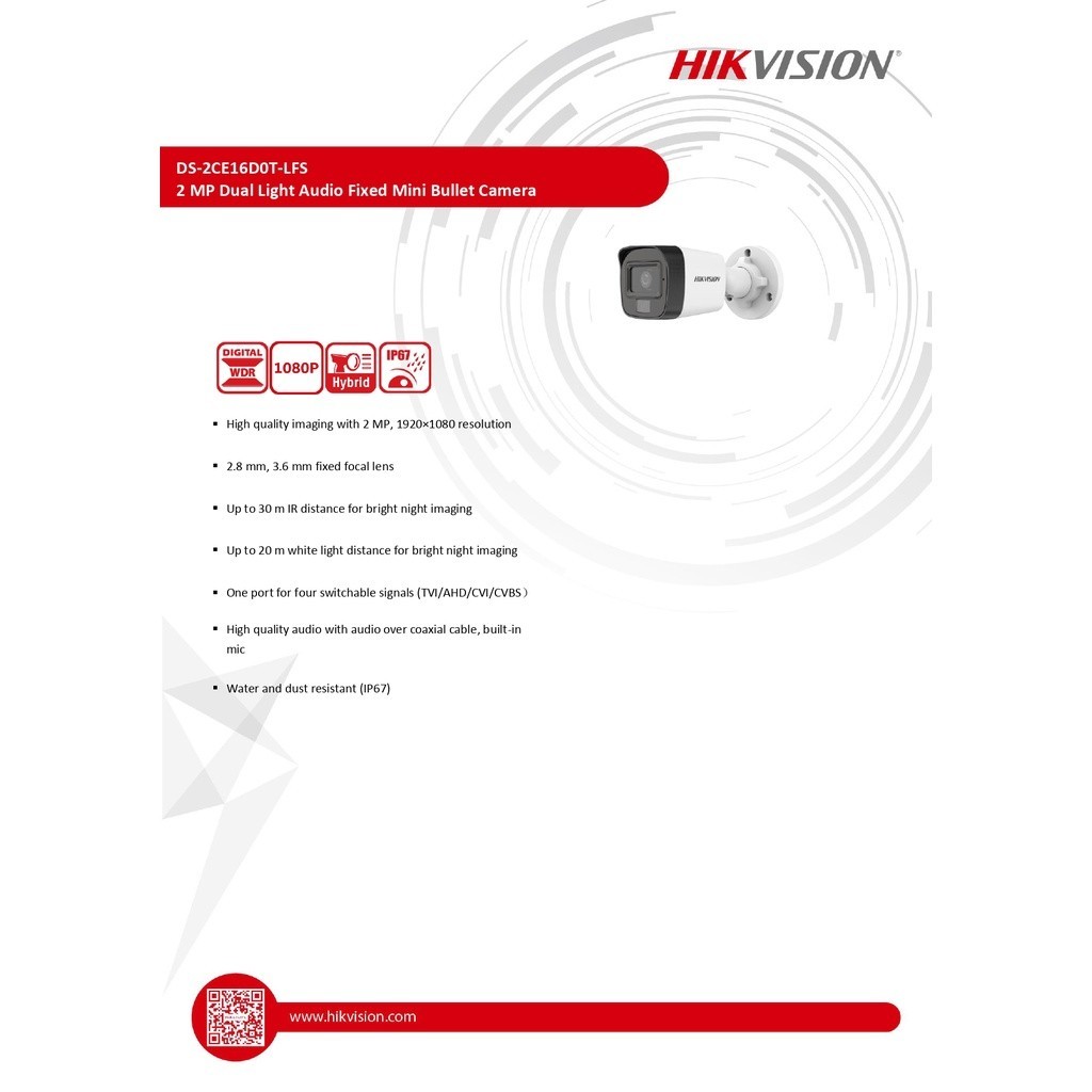 เฝ้าระวัง HIKVISION กล้องวงจรปิด 2MP รุ่น DS-2CE16D0T-ITFS / DS-2CE16D0T-LFS / DS-2CE16D0T-EXLF ...