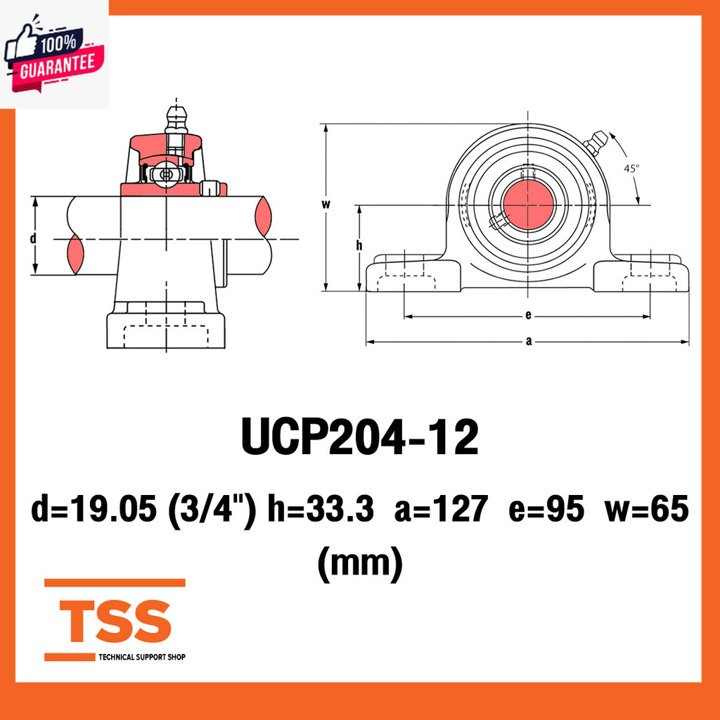 UCP204-12 ตลัลูกปืนตุ๊กตา BEARING UNITS UCP 204-12 สำหรัรูเพลาขนาด 3/4 นิ้ว หรือ 6 หุน UC204-12 ...