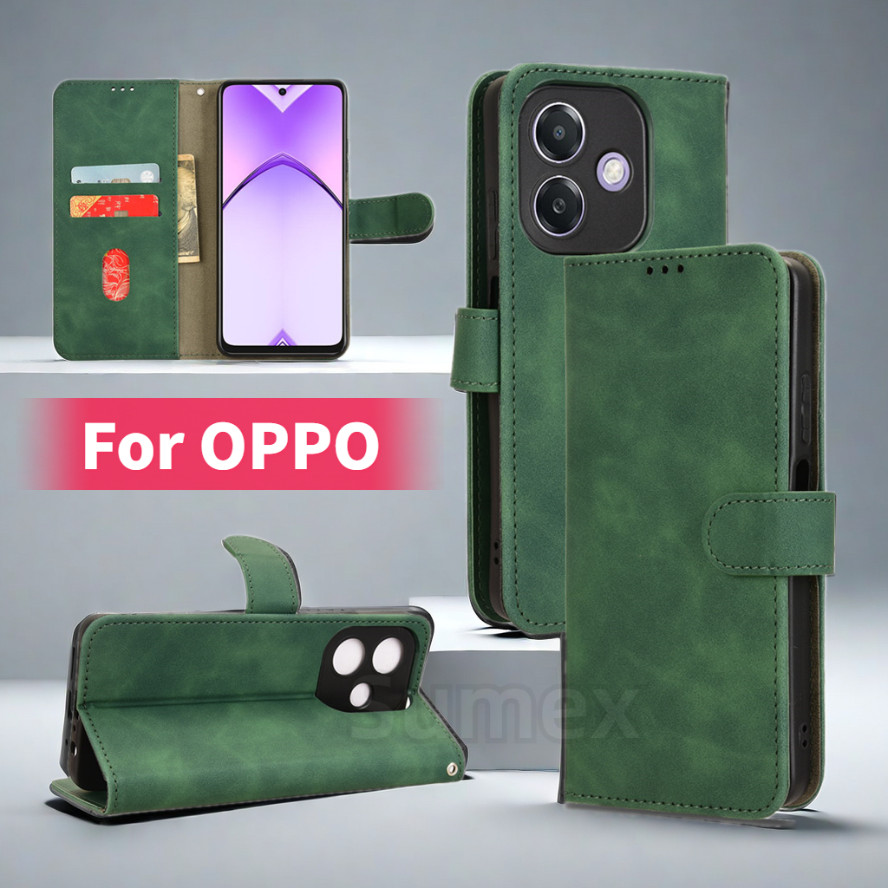 ฝาครอบหนังสําหรับ OPPO A3X CPH2641 2024 เคสโทรศัพท์ผู้ถือแม่เหล็ก ...