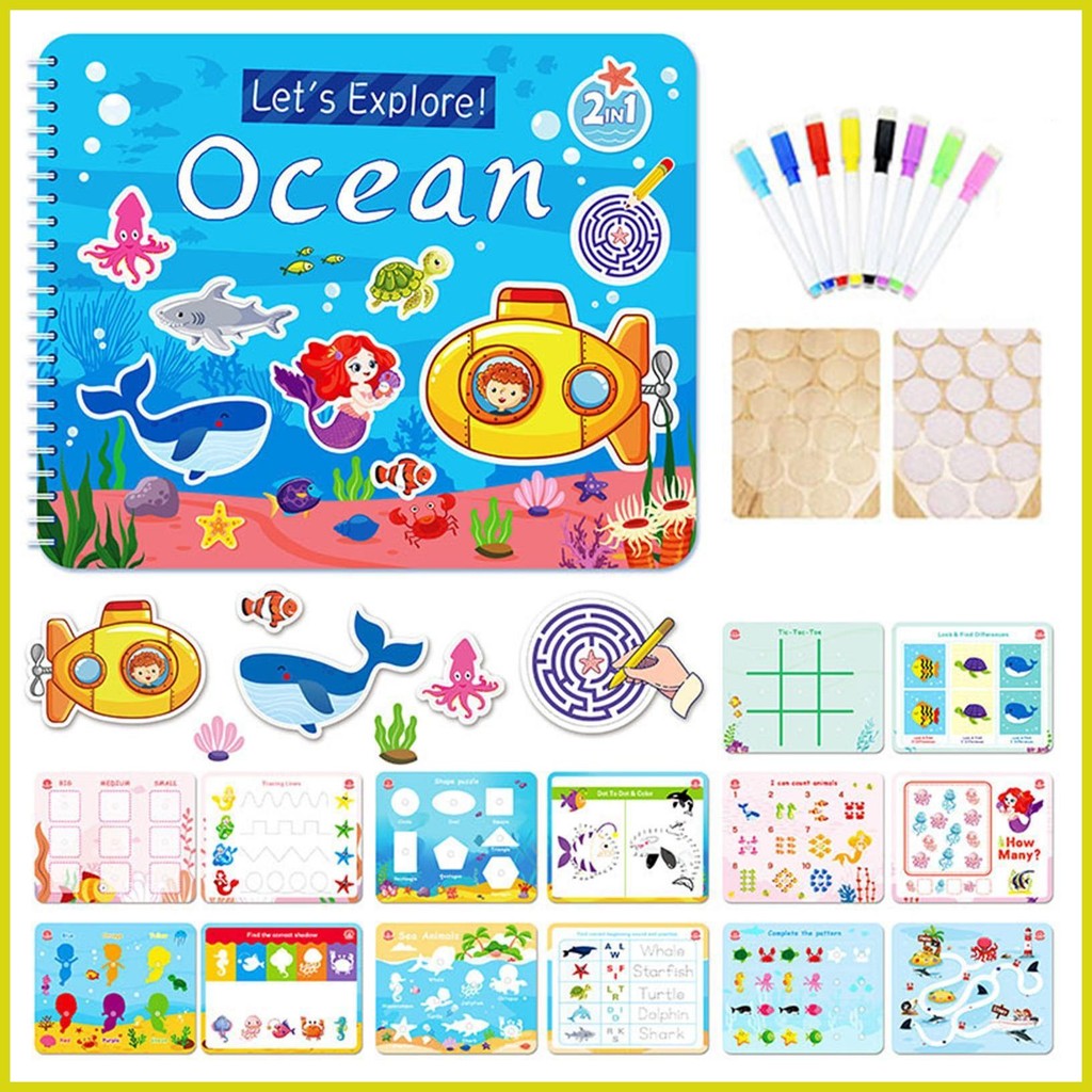 Ocean Busy Book หนังสือกิจกรรมประสาทสัมผัสในมหาสมุทร 14 ธีม Pre K ...