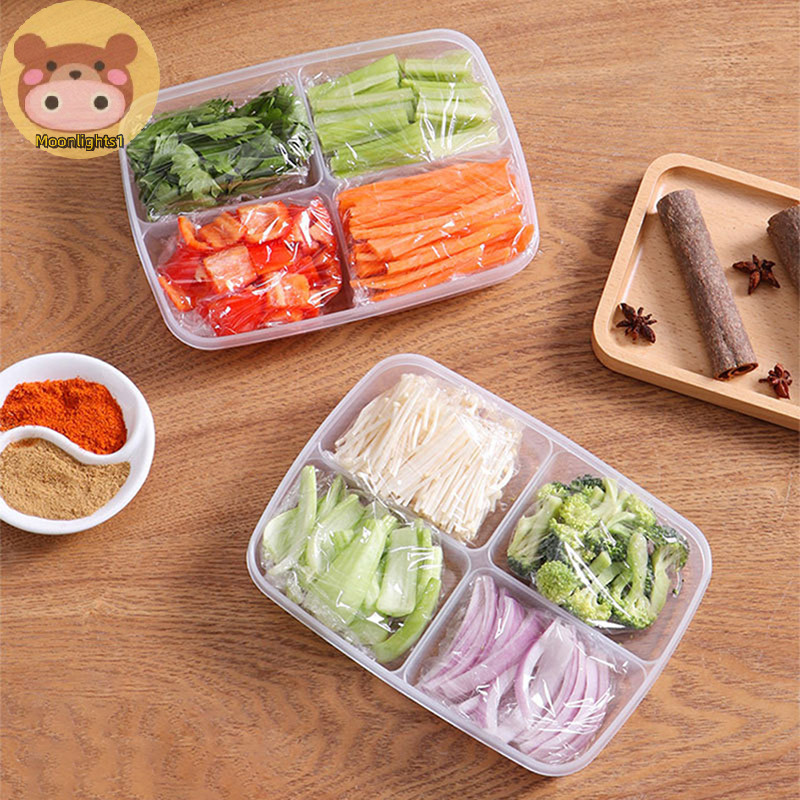 Moonlights1 4 กริดอาหารกล่องเก็บผลไม้แบบพกพาตู้เย็นตู้แช่แข็ง Sub ...