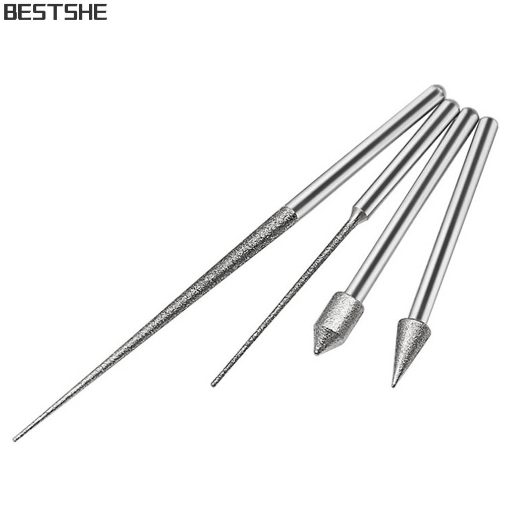 [bestshe] 3mm Shank แกะสลักเข็มก้านบดสว่านขนาดเล็กเพชรแกะสลักเจาะ ...
