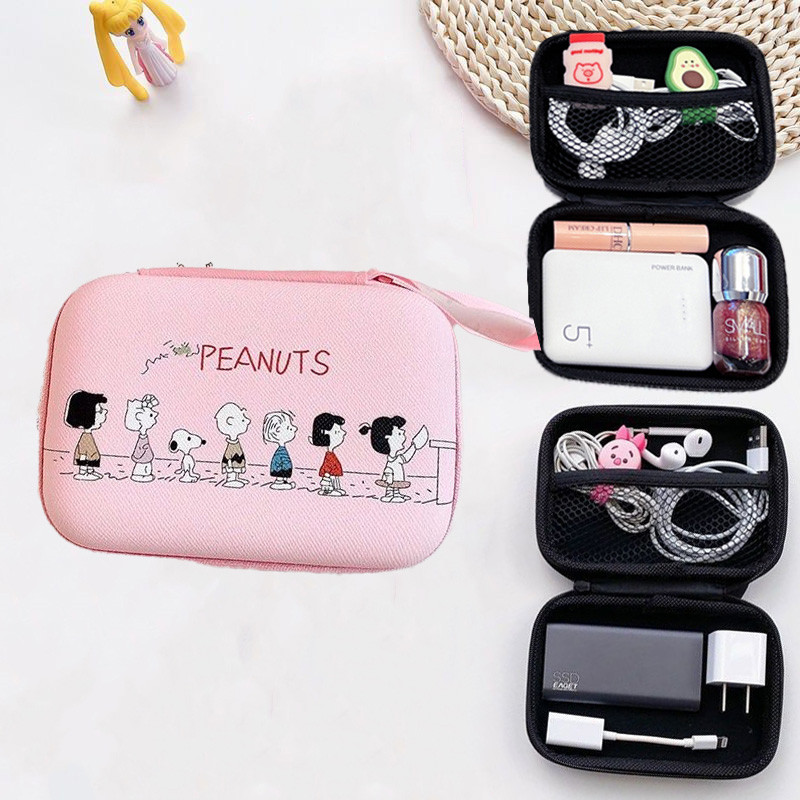 น่ารัก Snoopy Data Cable Digital Storage Bag Charger Power Bank Power ...
