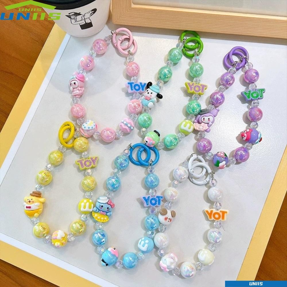 Uniis พวงกุญแจลูกปัด, DIY Sanrio Doll Pacha Dog โซ่โทรศัพท์มือถือ, การ์ตูน Bling Bling ของขวัญ ...