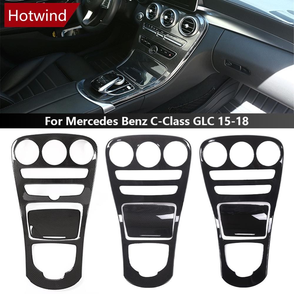 Hotwind 2 ชิ้น/เซ็ตคอนโซลกลางรถเกียร์ Shift แผง Trim คาร์บอนไฟเบอร์สําหรับ Mercedes Benz C GLC ...