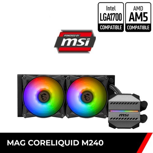CPU Liquid Cooler MSI MAG CORELIQUID M240 ARGB 240mm - Black | Shopee Thailand