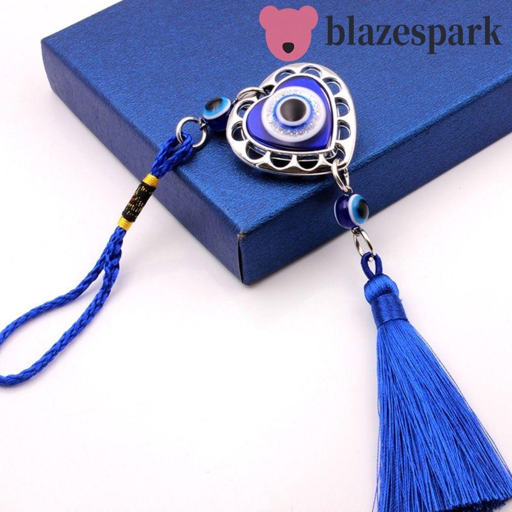 BLAZESPARK Blue Eye Key Chain Retro จี้แก้วที่มีสีสันลูกปัดเชือกถักแขวนผนัง Handmade Craft Liuli ...