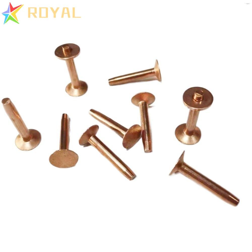ROYAL 100 pcs ทองเหลือง Rivets, Studs ถาวร Tack พร้อม Burrs หนัง Rivets ...