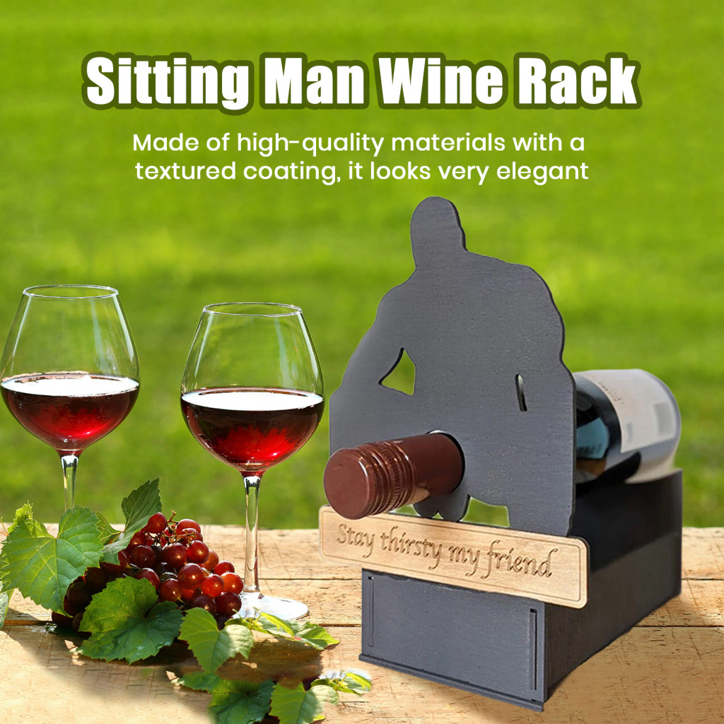 {ราคาล่าง} ที่วางขวดเบียร์ Handcrafted Wooden Man Wine Bottle Holder ...