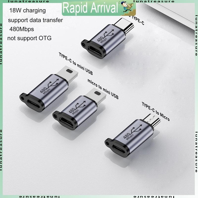 Lun Type-C เป็น Micro USB Mini USB Adapter Converter 18W อลูมิเนียมอัล ...