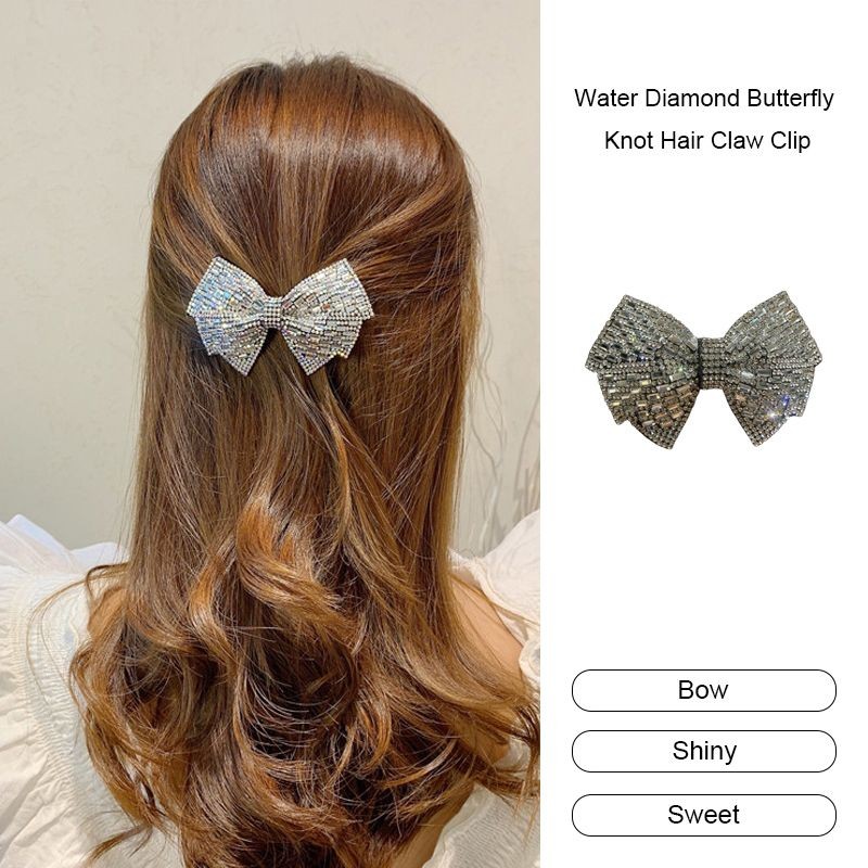 aidderse.thRhinestone Bow Hair Claw Clip Shiny Spring Edge Clip กิ๊บติด ...