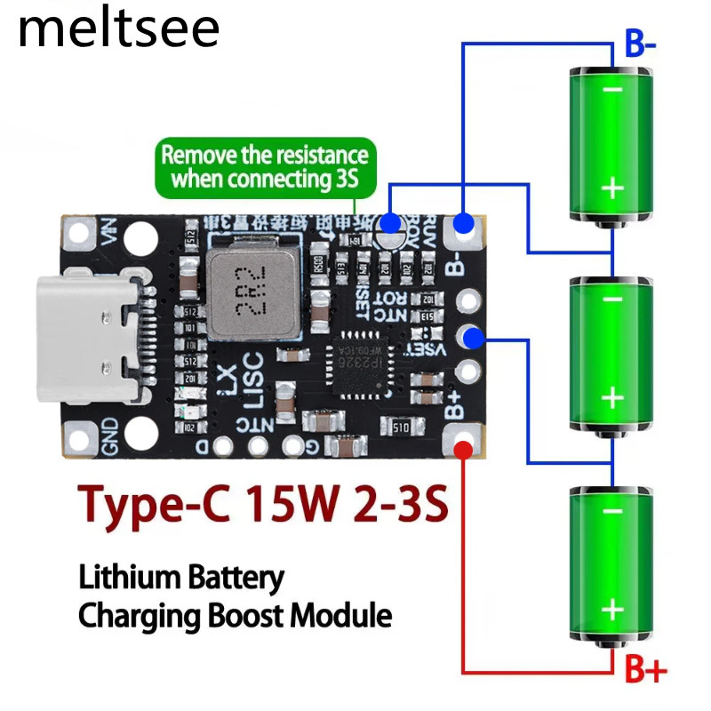 Type-c USB 2/3S BMS 15W 8.4V 12.6V 1.5A 2S 3S BMS แบตเตอรี่ลิเธียมชาร์จ ...