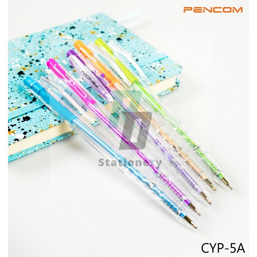 ปากกาหมึกลูกลื่นน้ำมันสีน้ำเงิน หัวปากกา 0.5 mm. Pencom CYP5/A แบบกดด้ามใส | Shopee Thailand