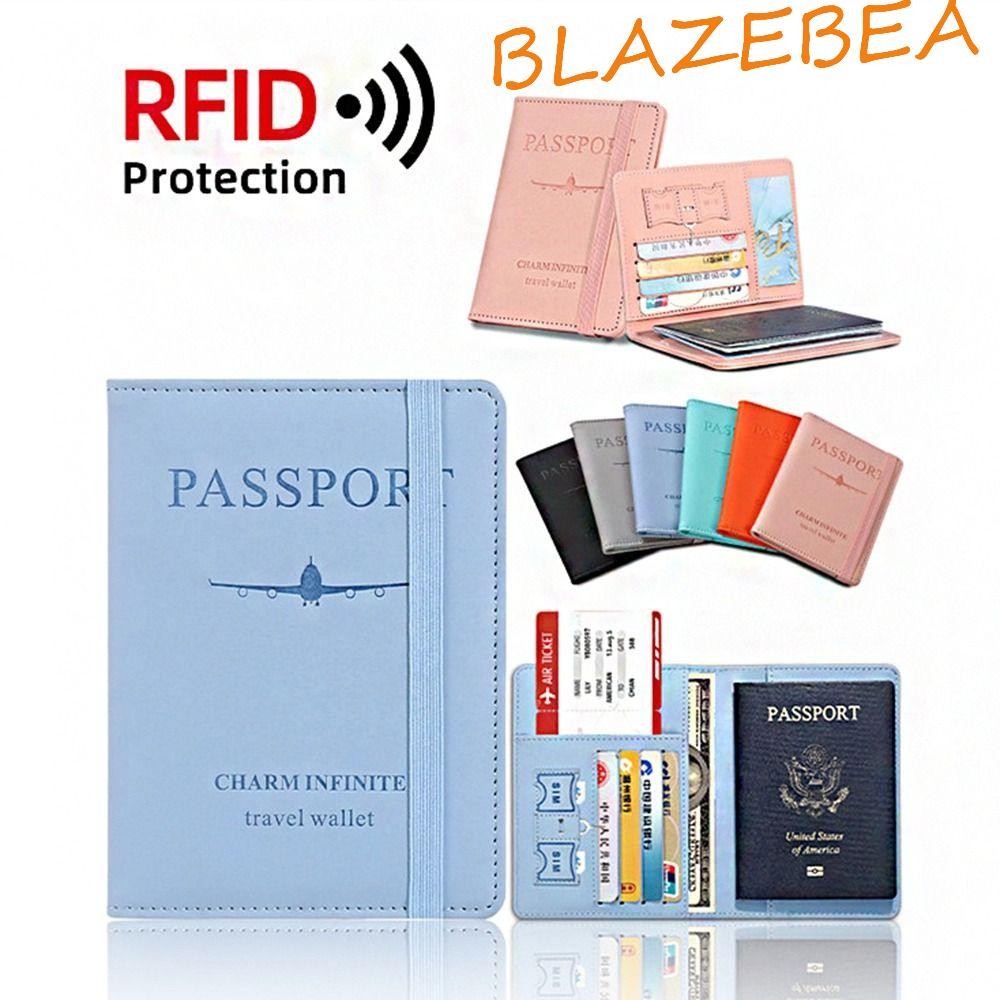 Blazebea PU หนังผู้ถือหนังสือเดินทาง,พร้อม RFID Travel Wallet Passport ป้องกัน, Simple Passport ...