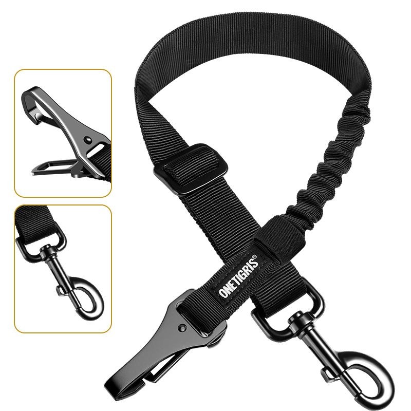 OneTigris สายเซฟตี้เบลท์ สุนัข Double Swivel Hook Vehicle Use Dog ...