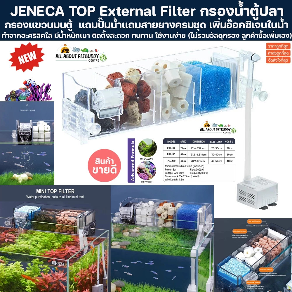 JENECA TOP External Filter กรองน้ำตู้ปลา กรองบนสำหรับตู้ปลา Box Bio ...