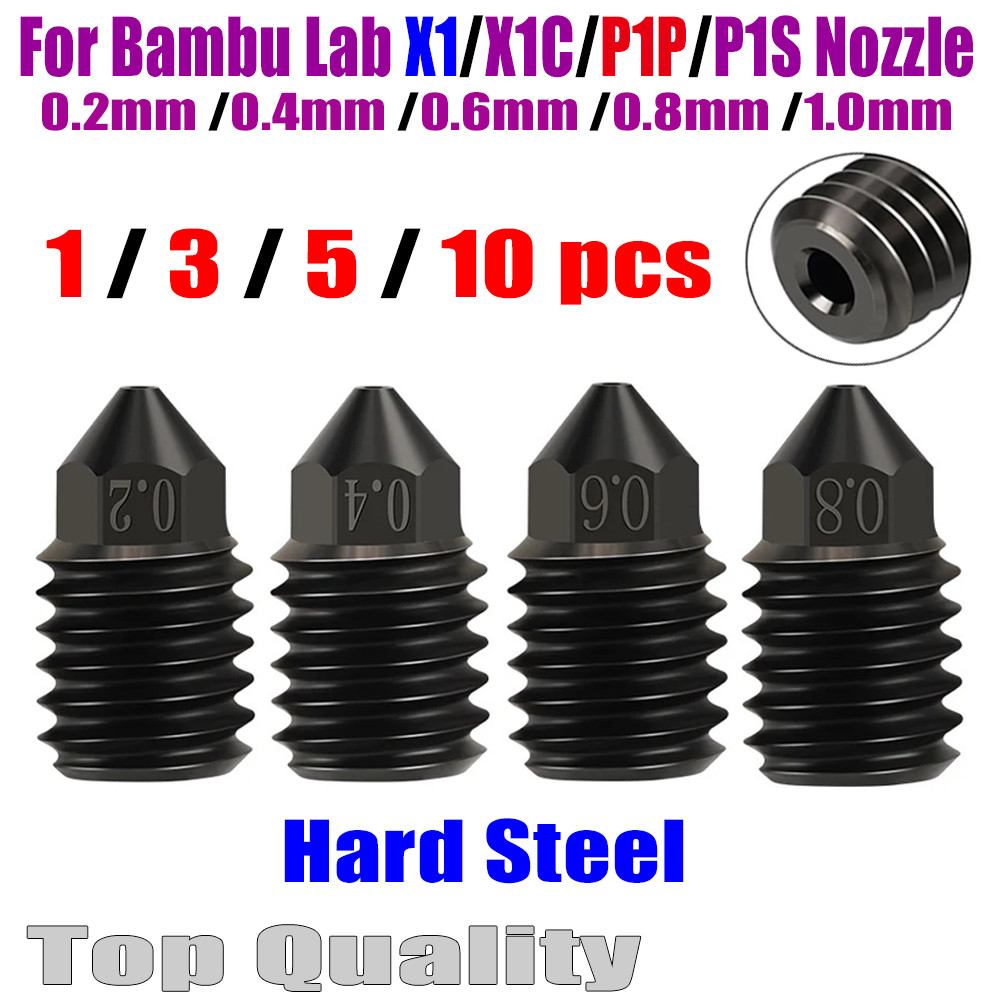 For Bambulab X1 x1c p1p P1S Nozzle Hardened Steel 0.2 0.4 0.6 0.8 1.0mm ...
