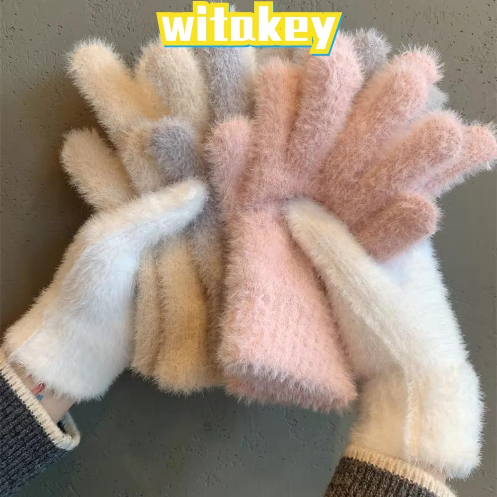 ถุงมือขนยาว WITAKEY สไตล์กำมะหยี่ มิงค์ หนาสีทึบ กันลมและระบายอากาศได้ดี เหมาะสำหรับฤดูหนาว ...