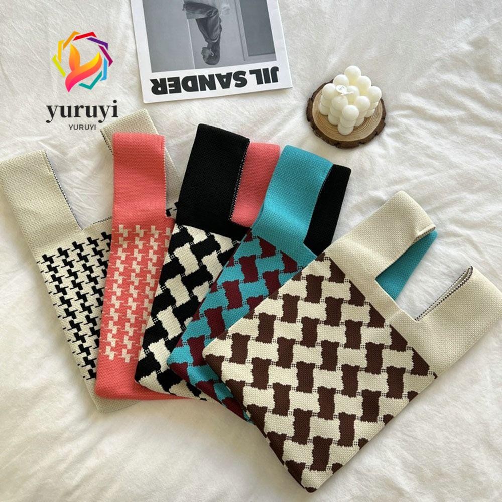 Yuruyi กระเป๋า Tote Mini สำหรับช้อปปิ้ง ออกแบบมาสำหรับผู้หญิง พร้อมสายคล้องข้อมือแบบ knot ...