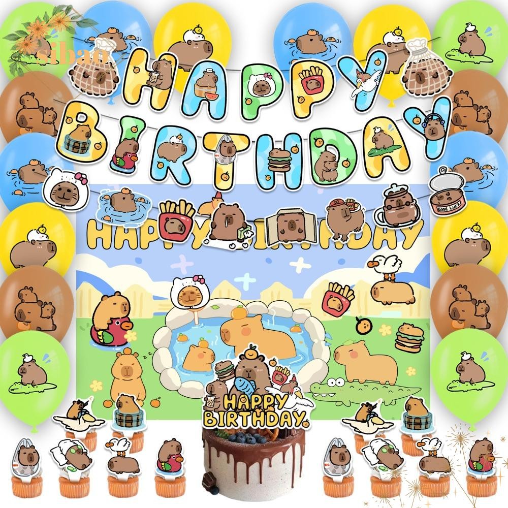 SIBAO Capybara Birthday Party, Latex การ์ตูน Happy Birthday Capybara ...