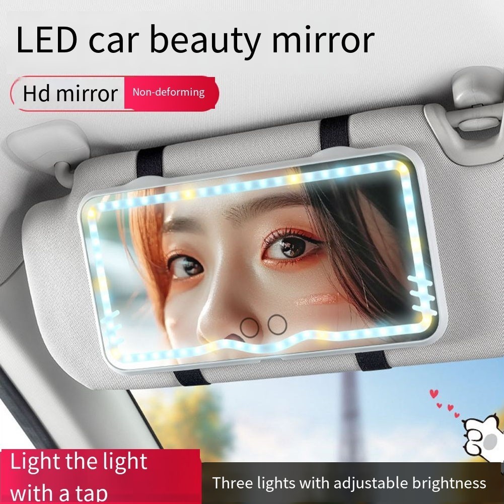 ⭐READY STOCK ⭐HD Mirror Car LED Makeup Mirror Sun Visor Plate Interior ...