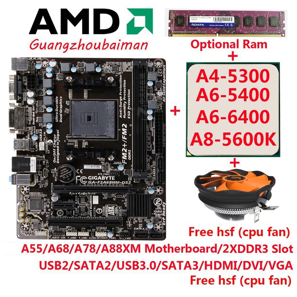มัด AMD fm2+ A55 A68 A78 A88x A68HM เมนบอร์ด / 8G DDR3 1600 RAM / fm2 ...