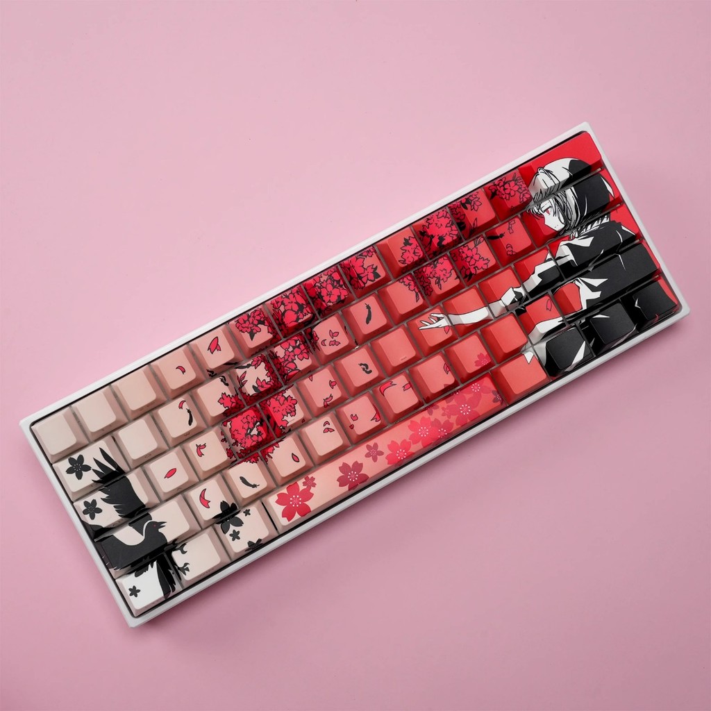 Sakura Raven Keycap Cherry Profile 130 คีย์ PBT ห้าด้าน Dye Sublimation ...