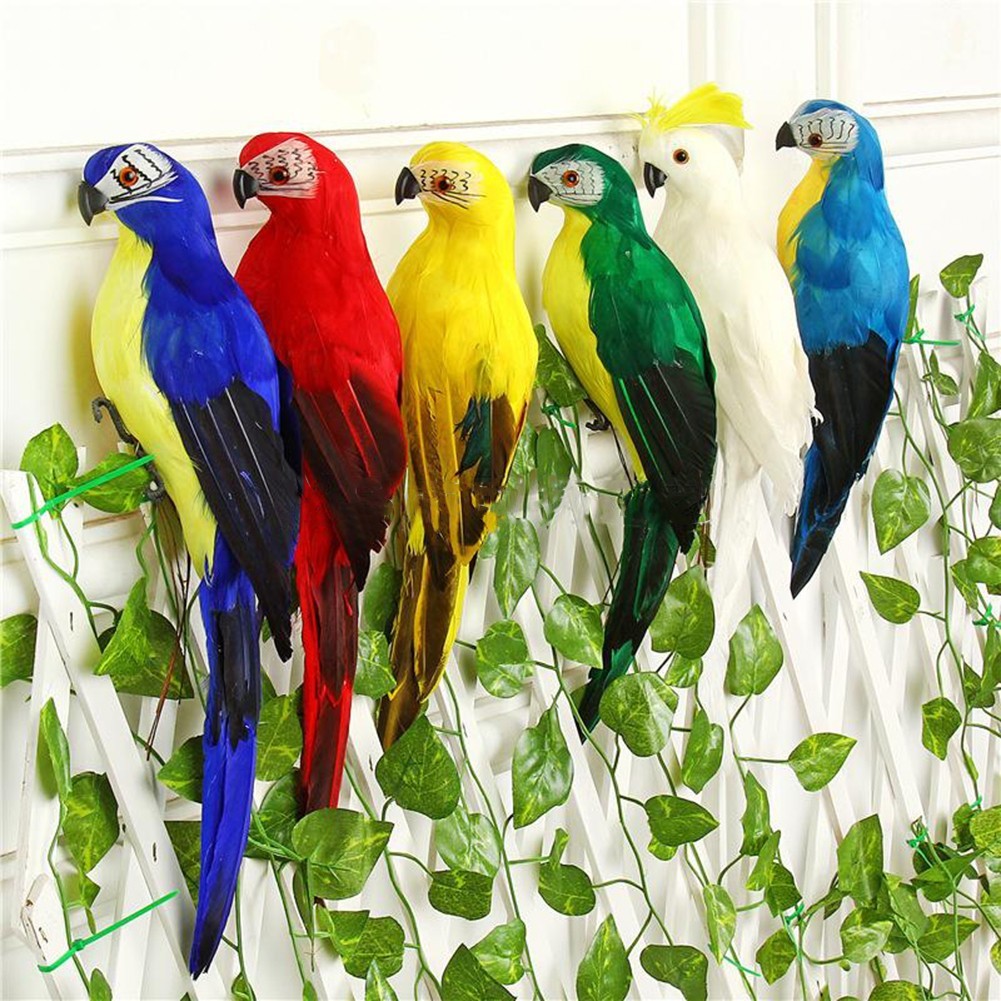 [08/29 ใหม่ ] Creative Bird Figurine Faux Foam Parrot For House Garden ...