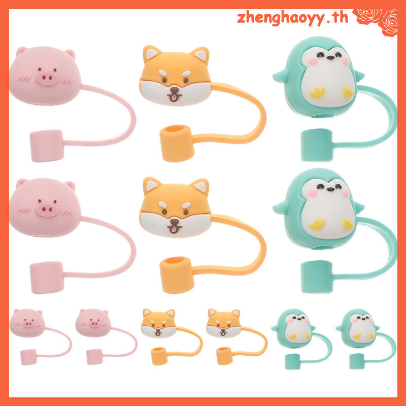12 Pcs Shot Straw Penguin ดื่ม Toppers สุนัขน่ารักหมวกซิลิโคน ...