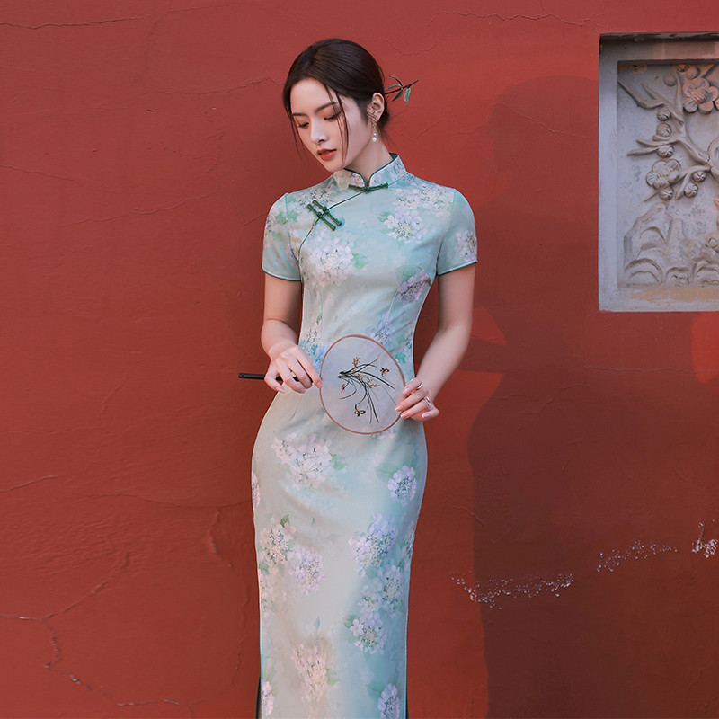 คุณภาพสูง Amoi สไตล์จีนปรับปรุงสไตล์จีน cheongsam ที่เรียบง่ายและสง่างามฤดูร้อนสไตล์ใหม่แสงสาว ...