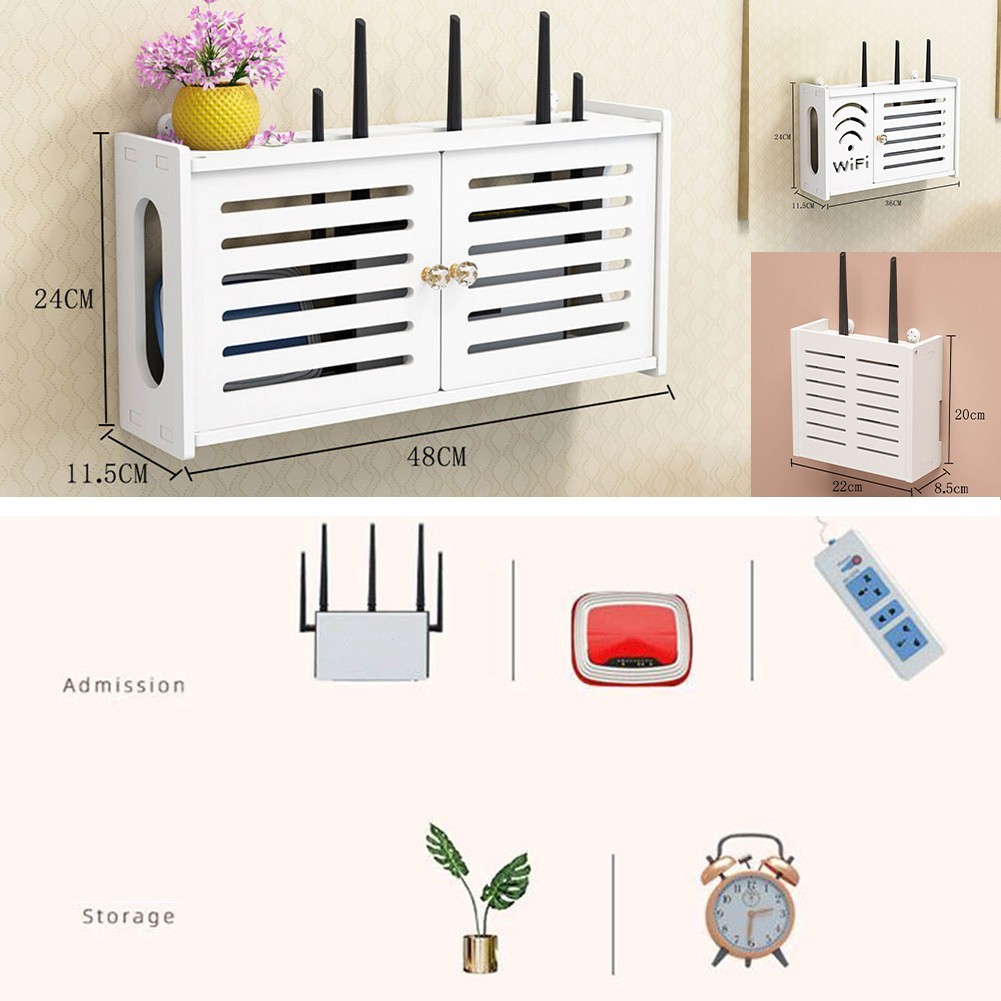 【SWTDRM】Wifi Router Rack Shelf Storage Wall Mounted Bracket Cable ...