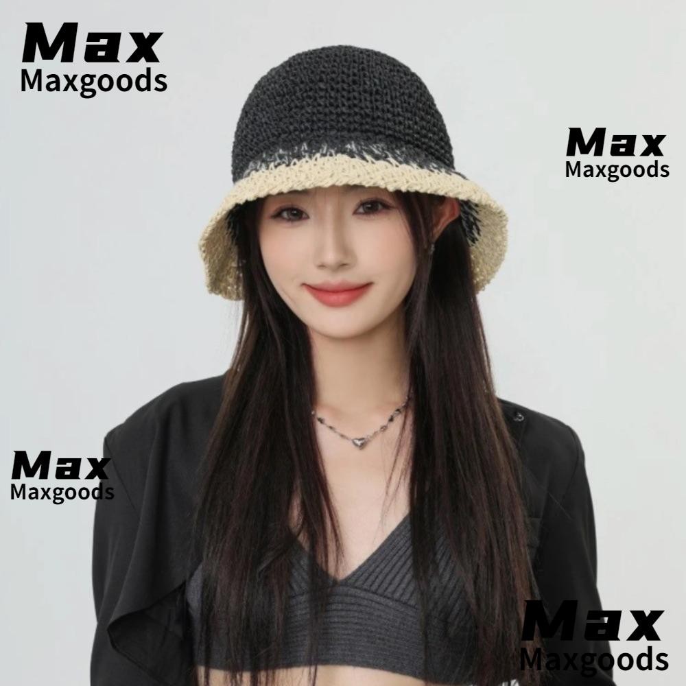 Maxg หมวกฟางบังแดด,โดมขนาดใหญ่Eaveหมวกชาวประมง,ป้องกันรังสียูวีPatchwork Sunblockชายหาดหมวกชาว ...