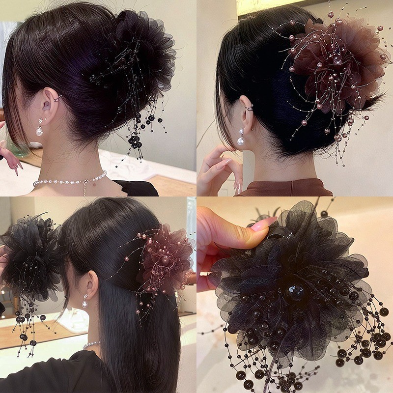 แฟชั่นผ้ากอซ High-End Fringe กิ๊บติดผมเกาหลี Feather Shark กิ๊บติดผม ...