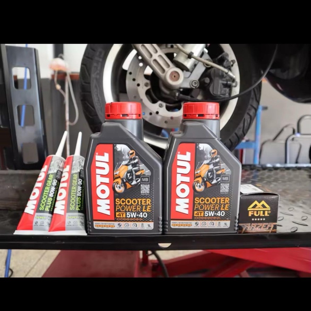 ชุดเปลี่ยนถ่ายน้ำมันเครื่อง vespa น้ำมัน MOTUL H-Tech100 5W40 SCOOTER ...