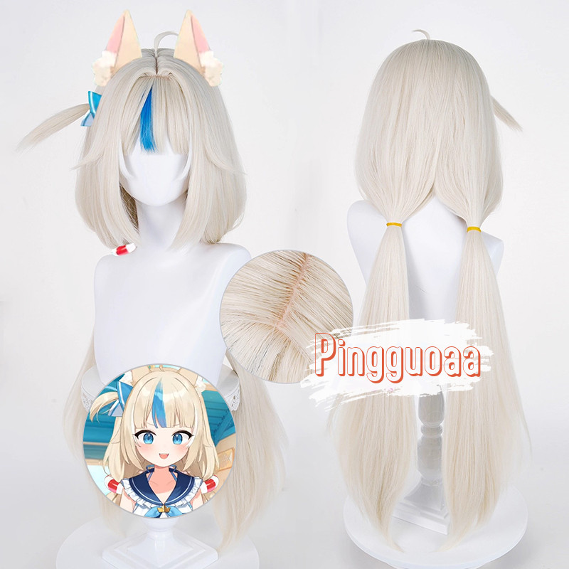 Vtuber Sameko Saba Cosplay Wig 90 cm ปุยผมสังเคราะห์ ทนความร้อน ...