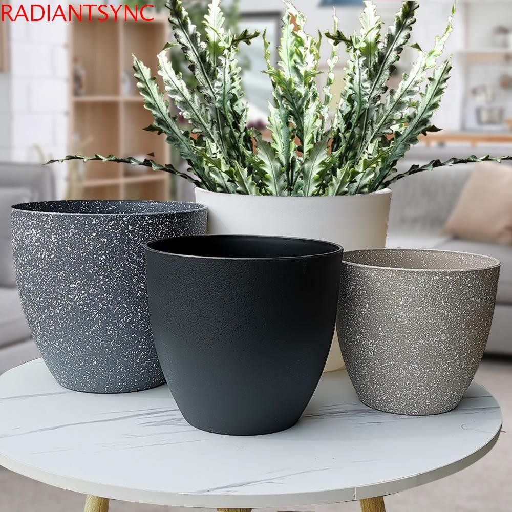 RADIANTSYNC Frosted เลียนแบบหินดอกไม้หม้อ,หนาขนาดใหญ่ความจุ Planter,ทนทานสไตล์ยุโรป Frosted ...