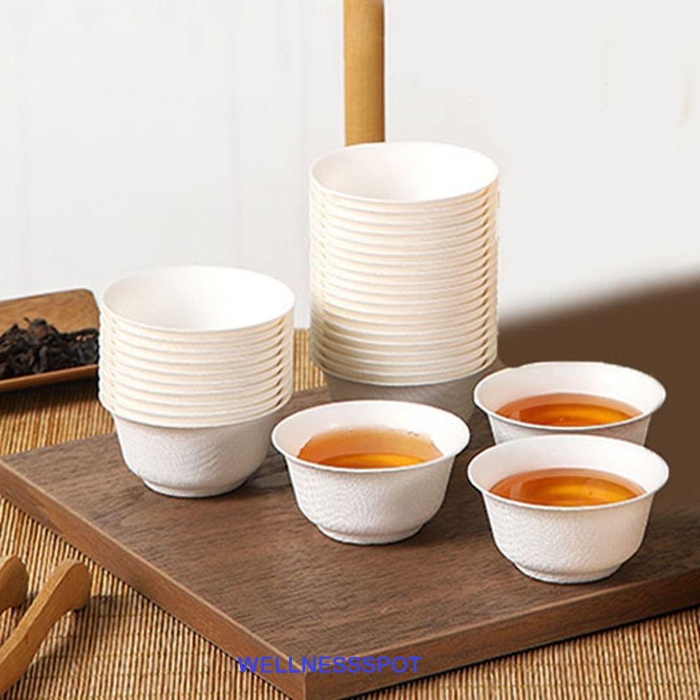 WELLNESSSPOT 50 ชิ้น Sugarcane Fiber Tea Cup, เป็นมิตรกับสิ่งแวดล้อม ...