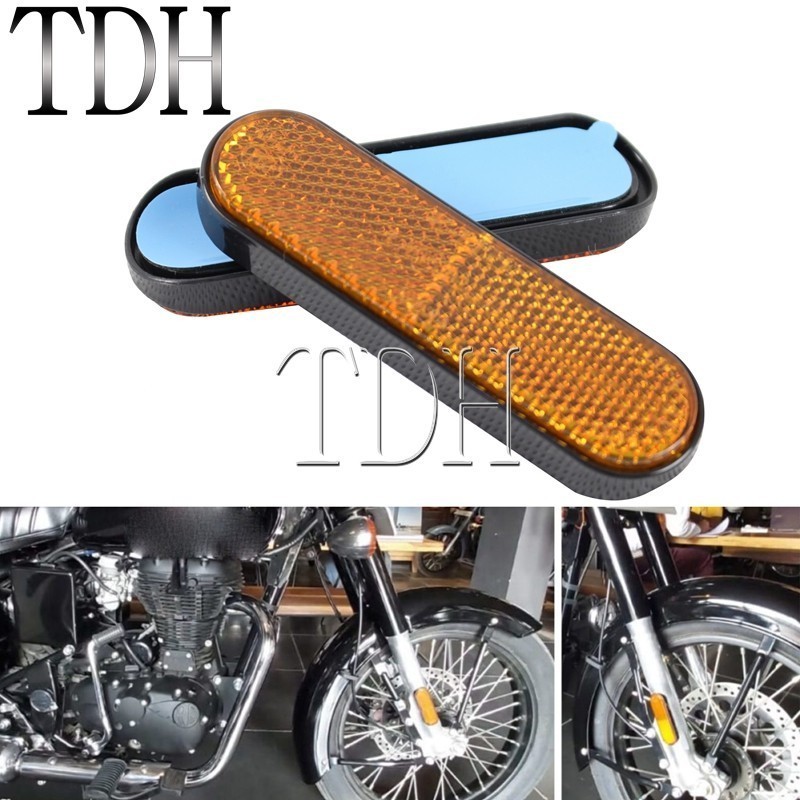 TH Universal Motorcycle Yellow Reflector License Plate Streetbike Front ...