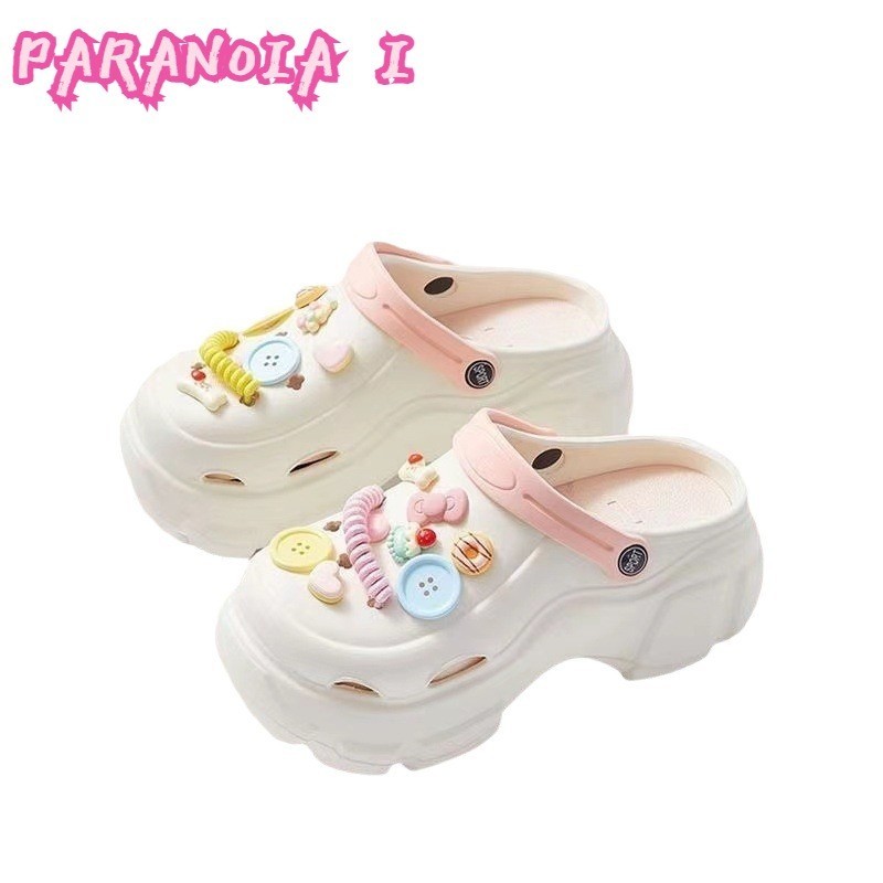 Paranolia I Platform Crocs ฤดูร้อนหญิง bao-headed girl น่ารัก dopamine ...