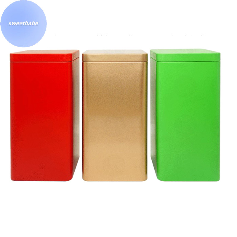 Sebabe 1 ชิ้นชากระป๋องสแควร์โลหะบรรจุภัณฑ์กล่องเก็บขนาดเล็กดีบุก Jars ...