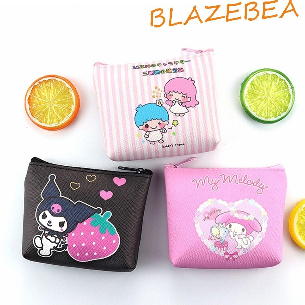 Blazebea Kuromi กระเป๋าใส่เหรียญ ID ผู้ถือบัตรแฟชั่นแบบพกพา Melody Cinnamoroll Kitty Cat หนัง PU ...
