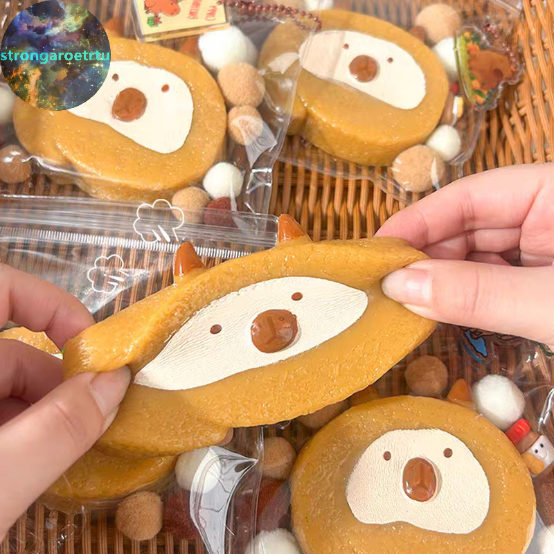 Strongaroetrtu Capybara เค้กม้วนหยิกพวงกุญแจช้า Rebound Mochi ความ ...