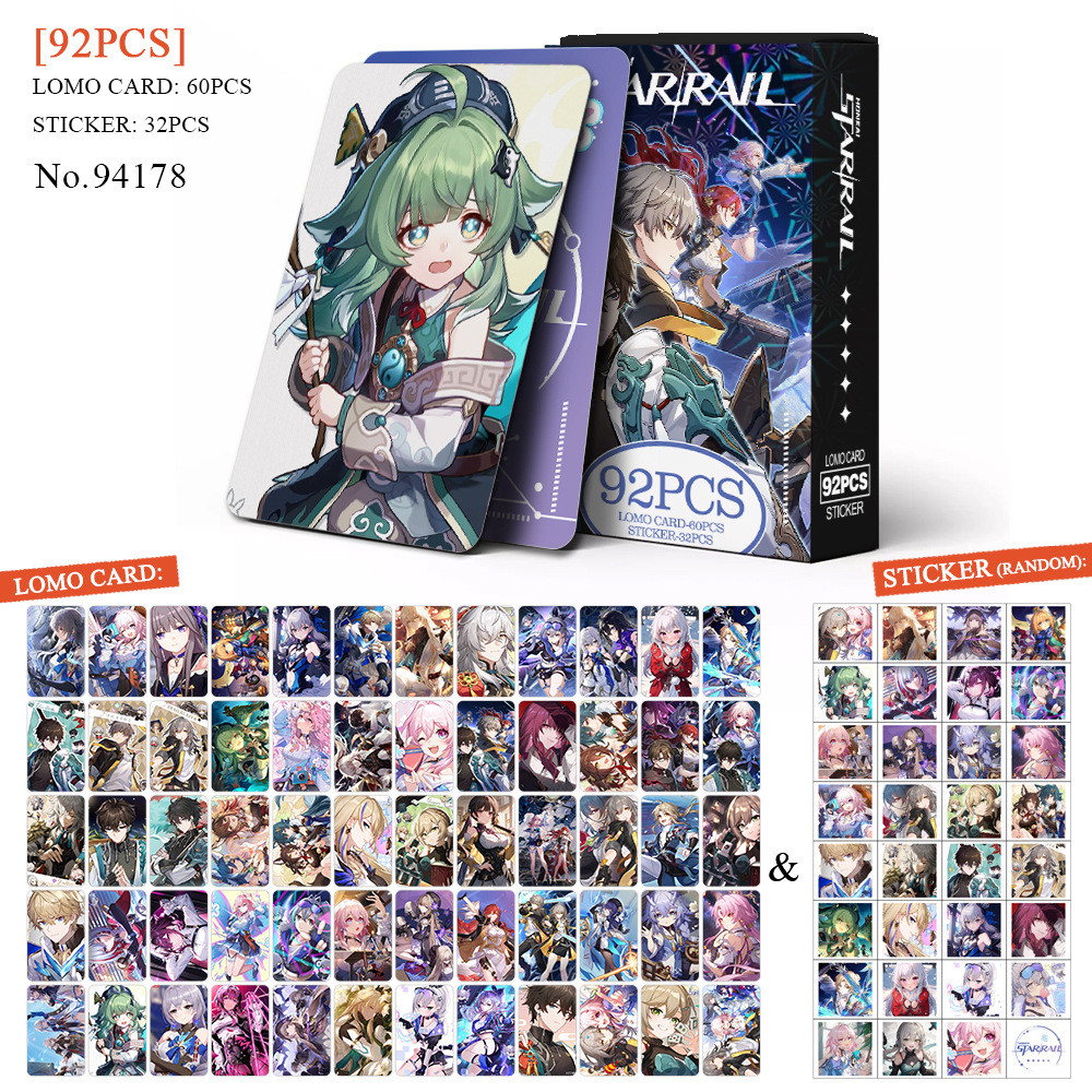 50 92pcs Honkai Star Rail Acheron Hologram Laser Lomo Cards Black Swan