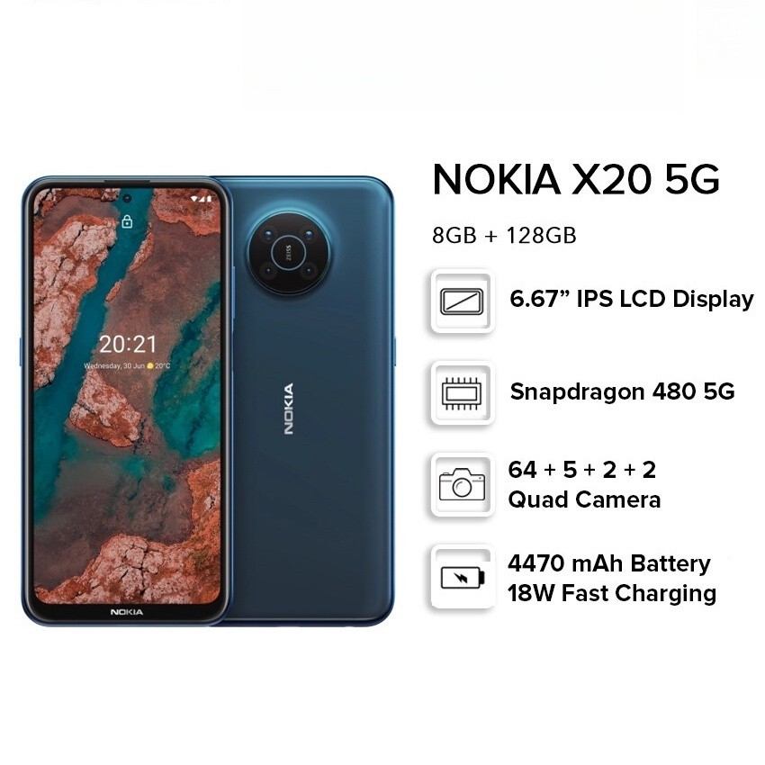 [สต๊อกพร้อม] Nokia X20 5G (8GB RAM+128GB ROM) 6.67 นิ้ว 64MP+32MP ...