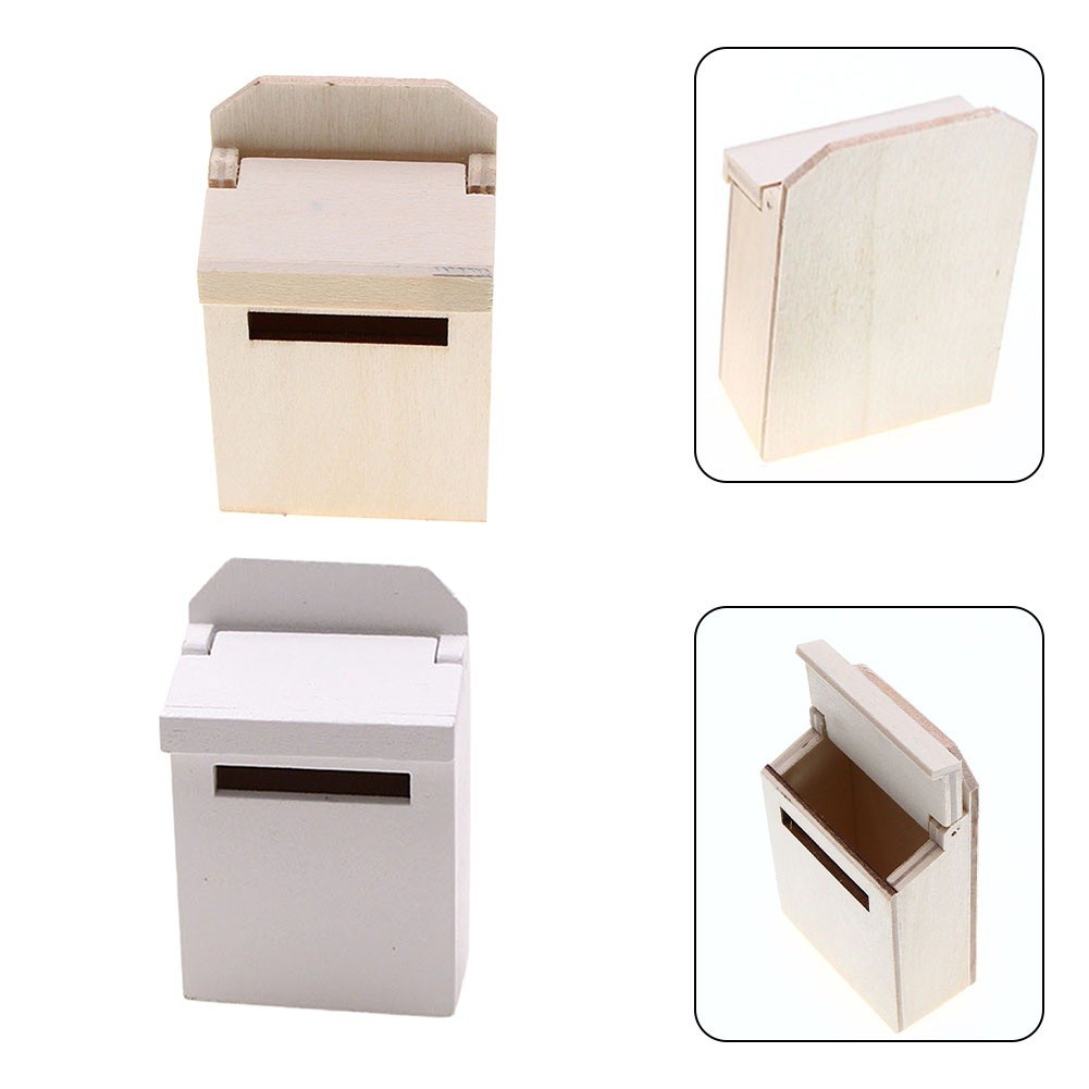 ทวี Small Blank Mail Box House Mini Mail Box โมเดลกล่องจดหมายแบบพลิกไม้ ...