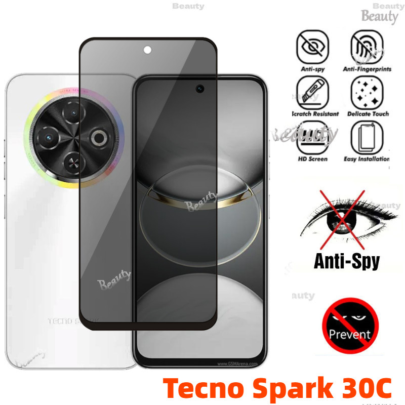 Anti-spy กระจกนิรภัยสําหรับ Tecno Spark 30C ความเป็นส่วนตัวป้องกันหน้าจอสําหรับ Tecno Spark 30 C ...